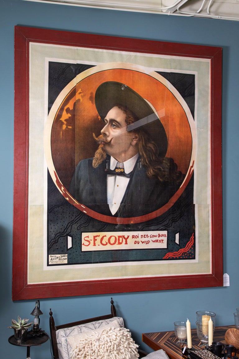 Very Large Chromolithograph Frame Poster of Buffalo Bill Cody, circa ...