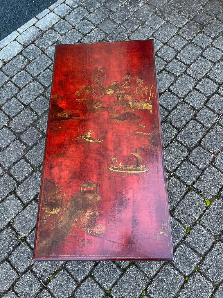 c. 1900, Chinese Red Lacquer Chinoiserie Coffee Table at 1stDibs