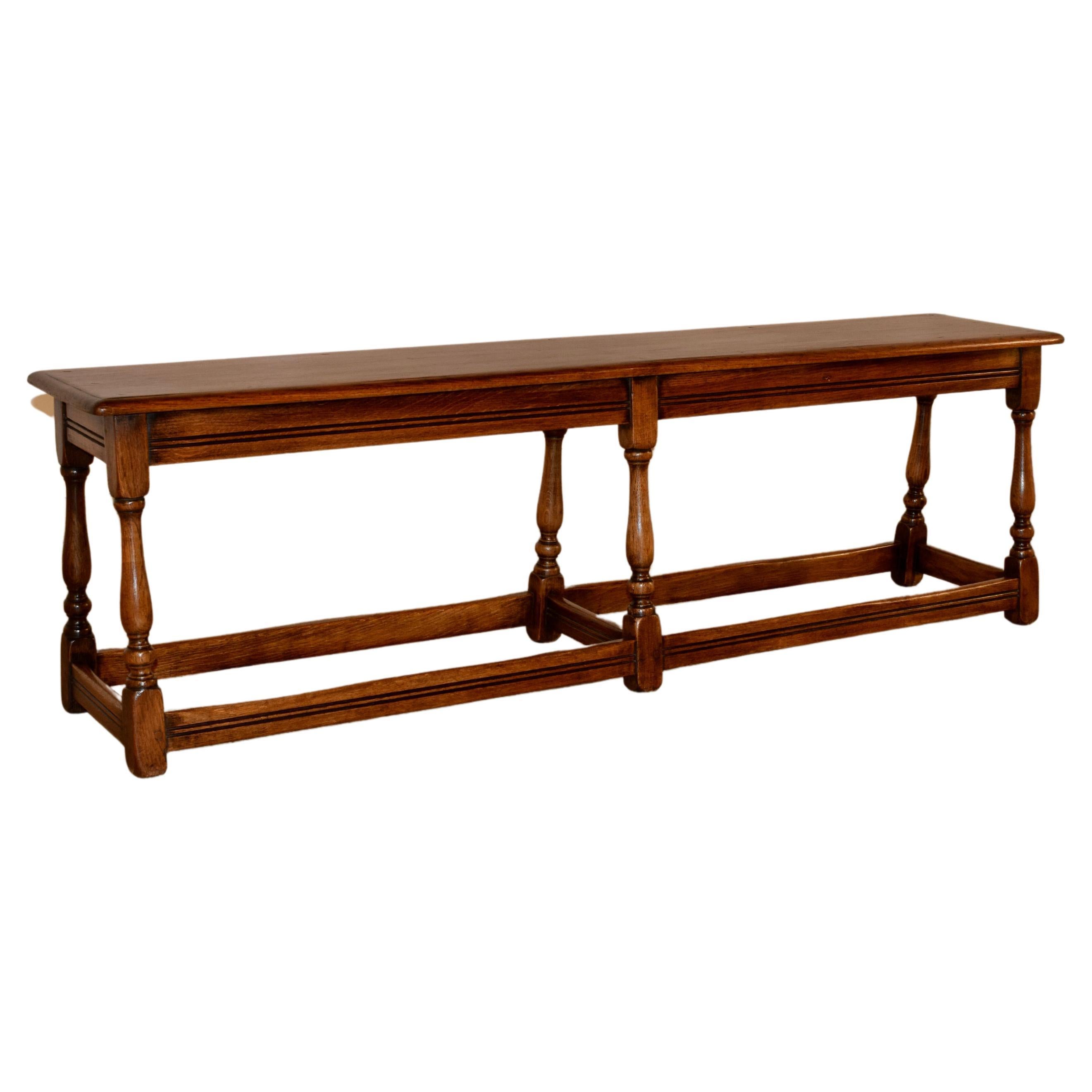 Extra Long English Carved Oak Bench at 1stDibs