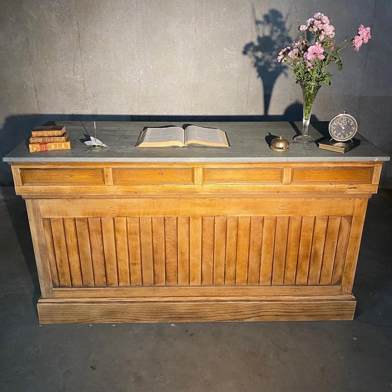 C 1900 Solid Oak /Fir Multi Panel General Store Counter at 1stDibs