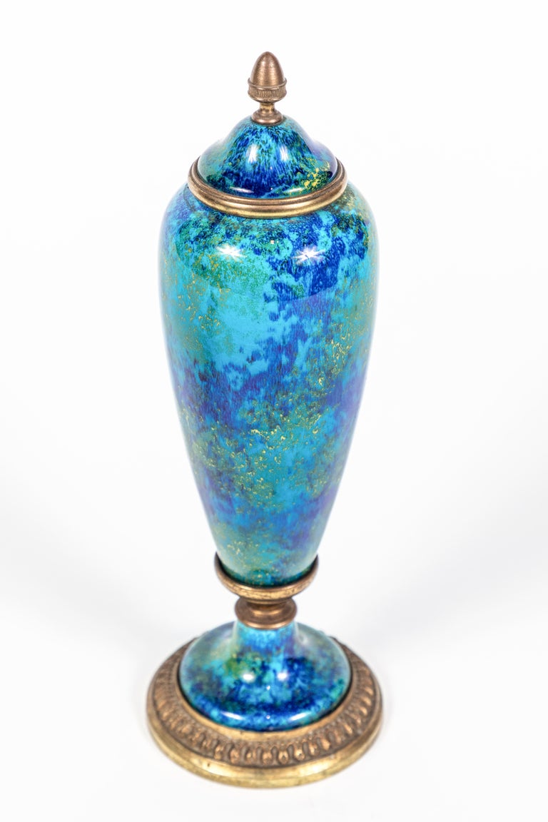 Petite, Turquoise, Porcelain Urns, circa 1910 For Sale at 1stDibs