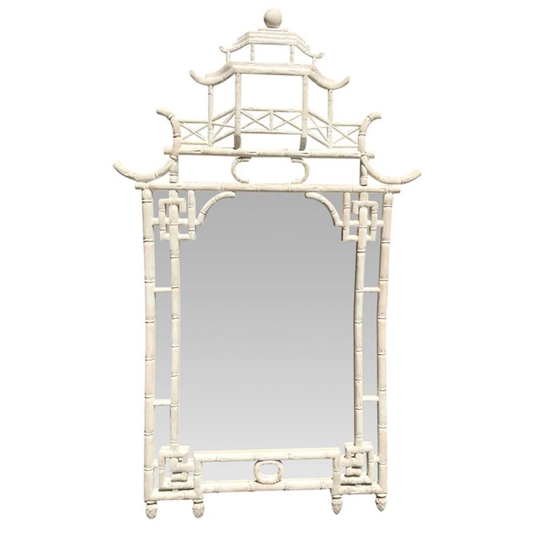Italian Faux Bamboo Pagoda Mirror, Custom Paint, circa 1960s at 1stDibs
