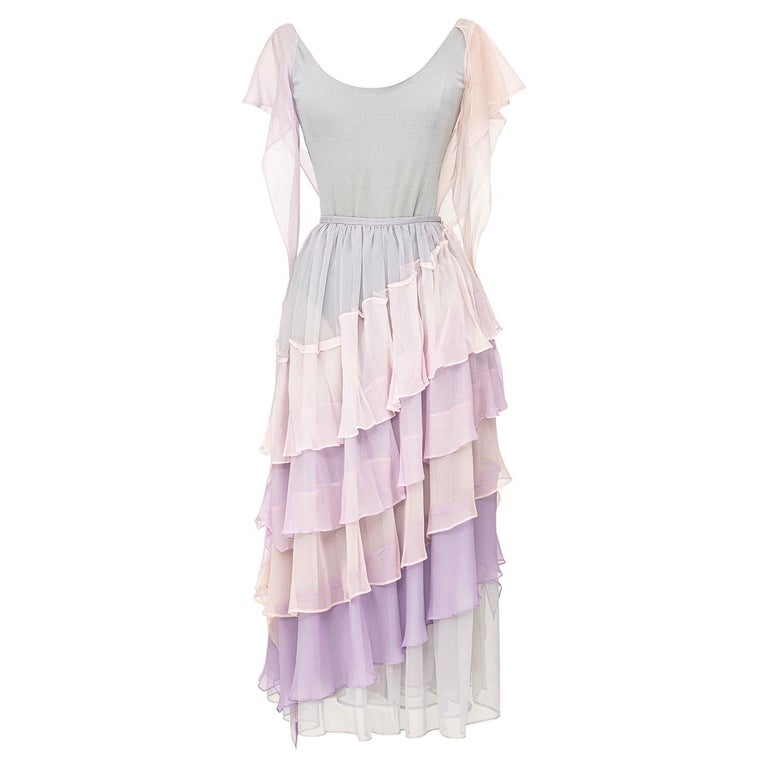 c. 1974 Giorgio Di Sant'Angelo Two-Piece Slate Grey Ethereal Skirt Set ...