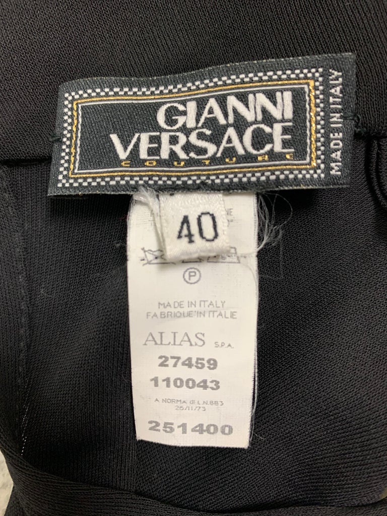 C. 2001 Gianni Versace Black Slinky Sleeveless Snap Up Side Slit Dress ...