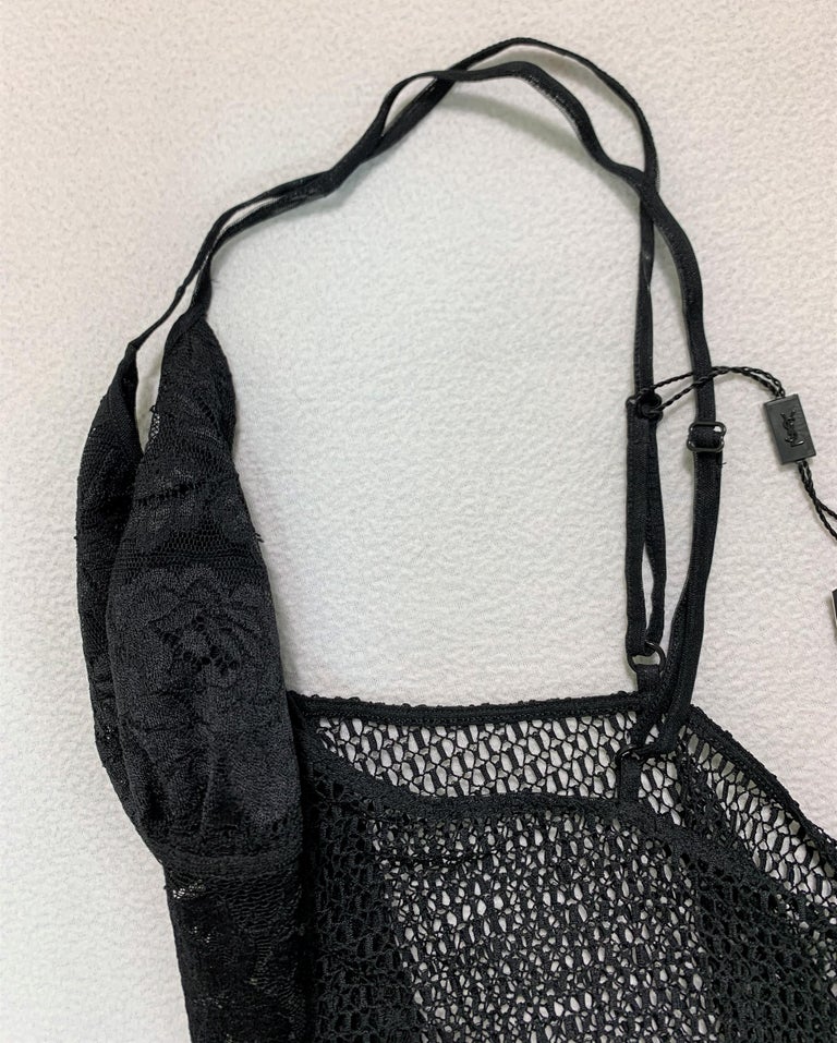 C. 2002 Yves Saint Laurent Tom Ford Plunging Black Lace Fishnet ...