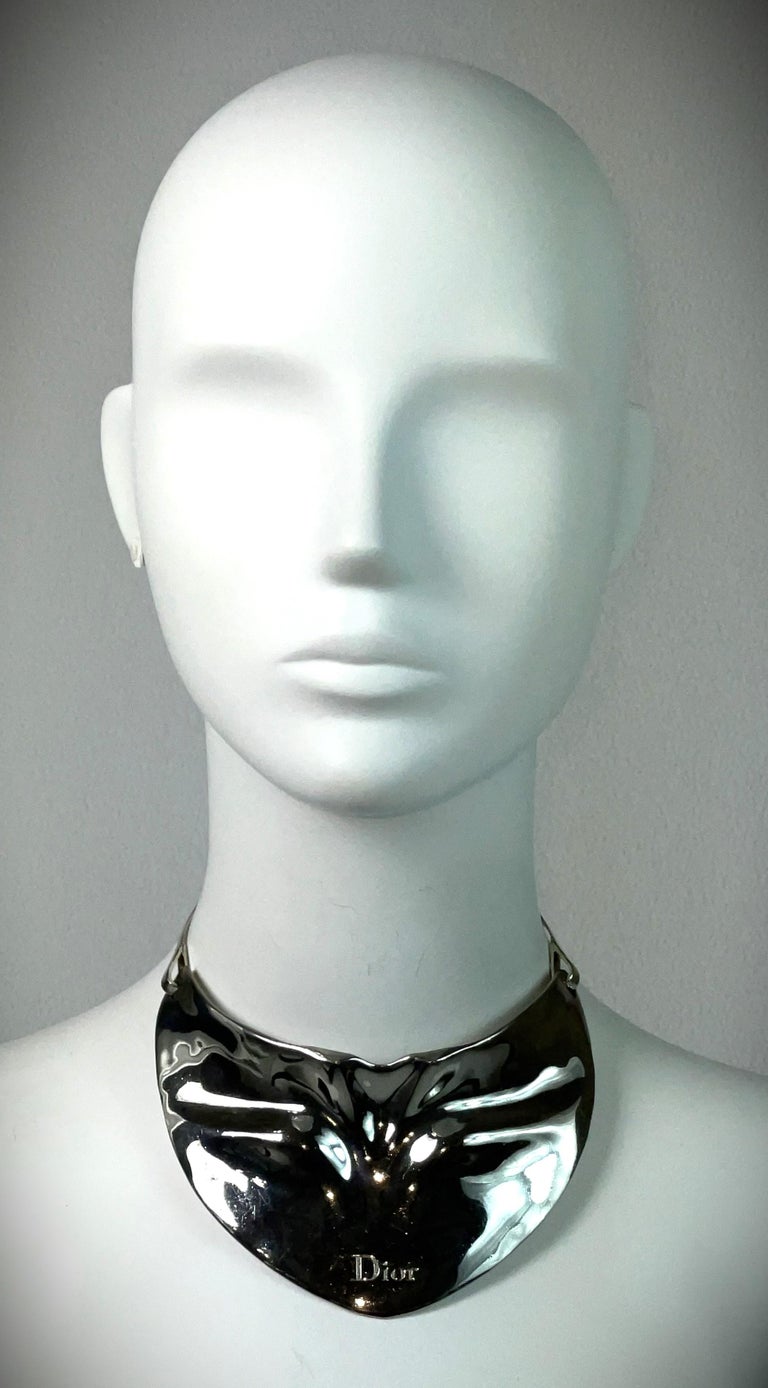 C. 2003 Christian Dior by John Galliano Large Silver Tone Collar Bone ...