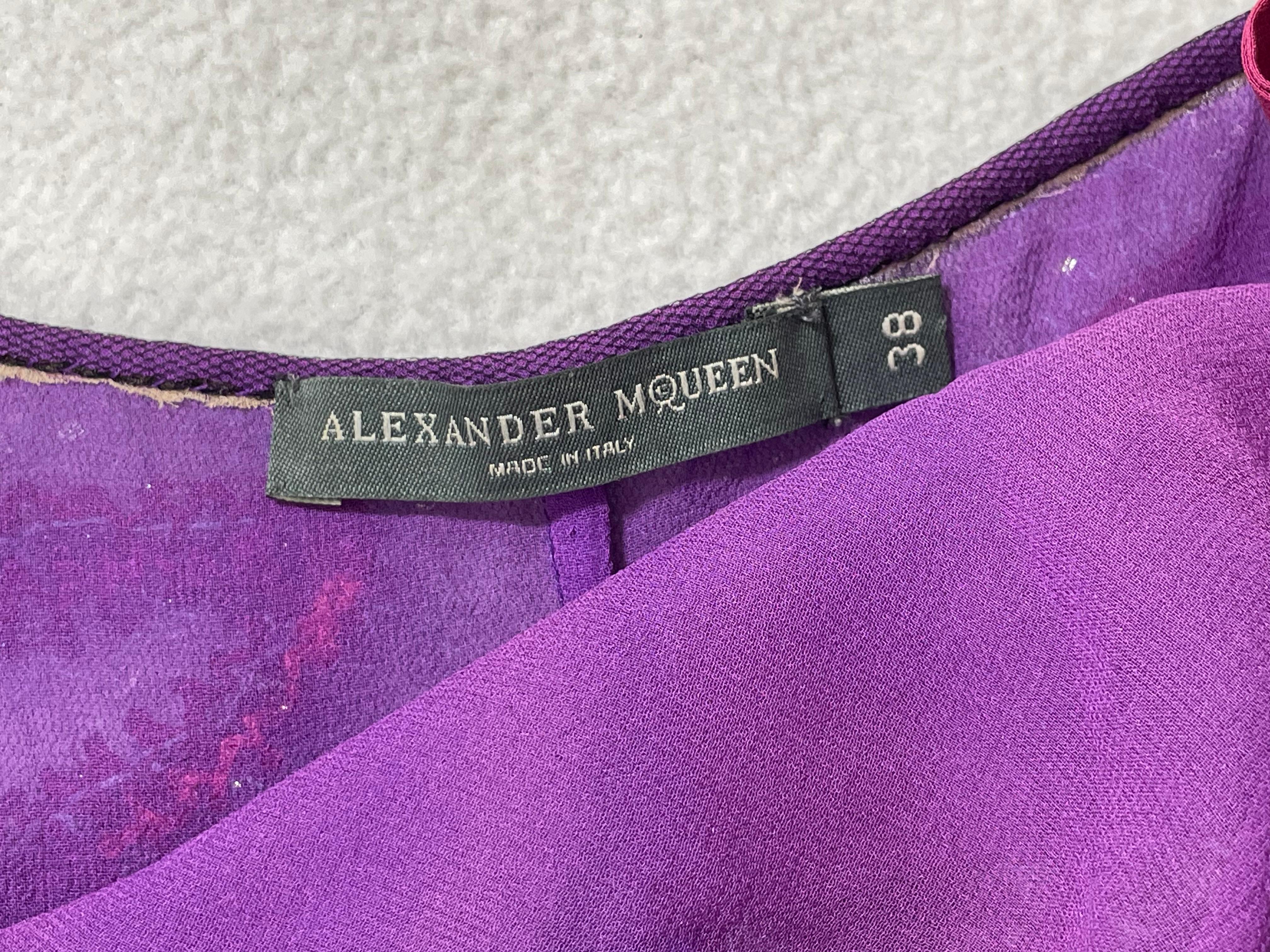 C. 2004 Alexander McQueen Sheer Beaded Mesh Purple Silk Flapper Dress ...