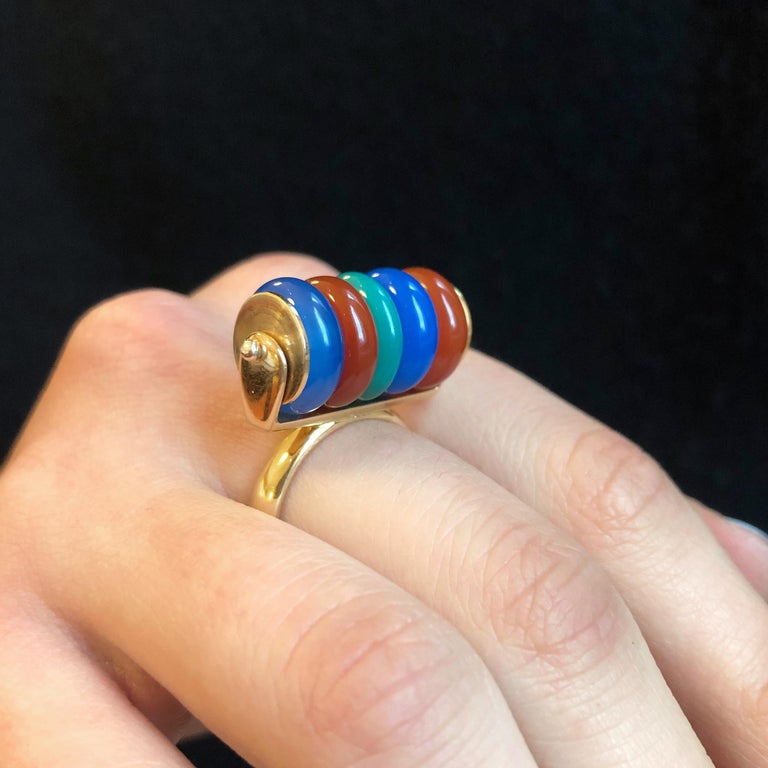 Giogio Facchini Carnelian, Chrysophrase, Chalcedony, and Gold Ring ...