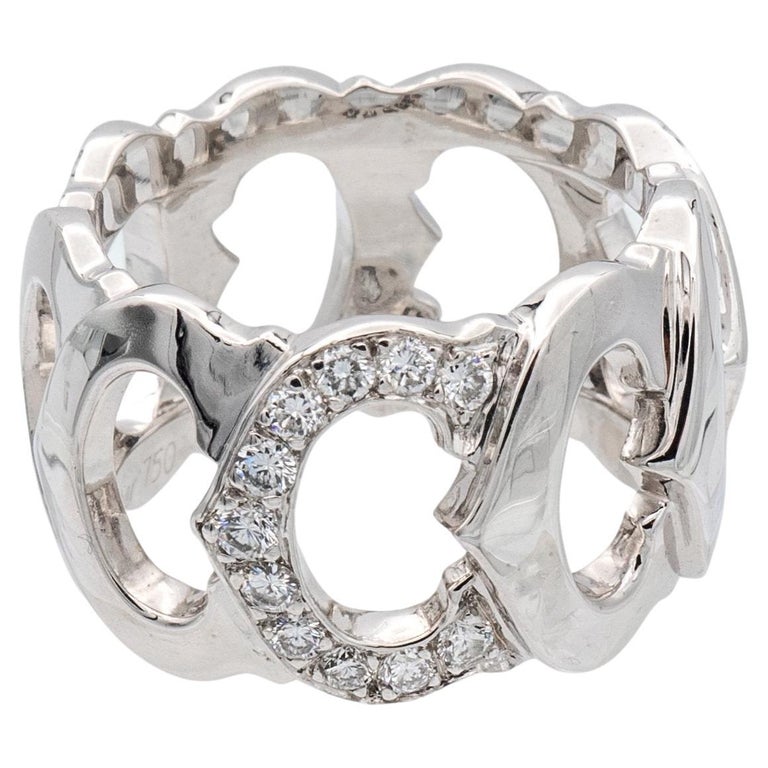 C De Cartier 18K White Gold Wide Band Ring For Sale at 1stDibs