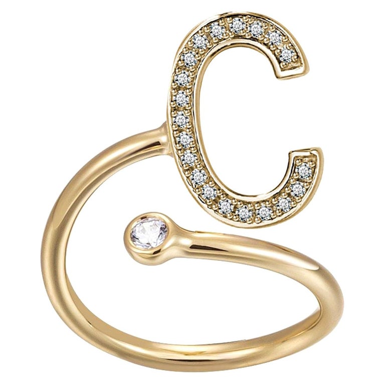 Customizable C-Initial Bezel Wire Ring For Sale at 1stDibs