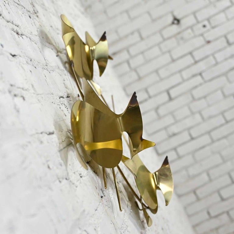 C Jere Brass Plated Bird Flock of Seagulls Wall Sculpture Signed Dated ...