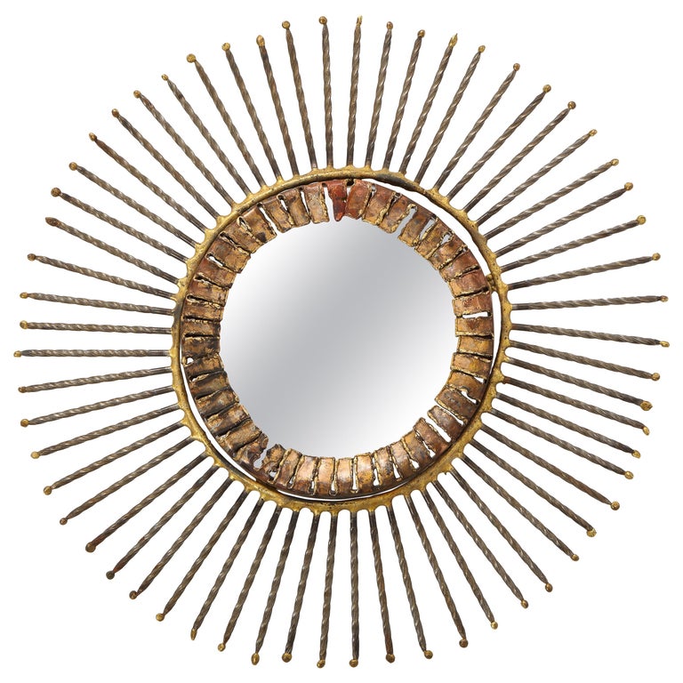 C. Jere Mirror, Bronze Sunburst, Signed at 1stDibs