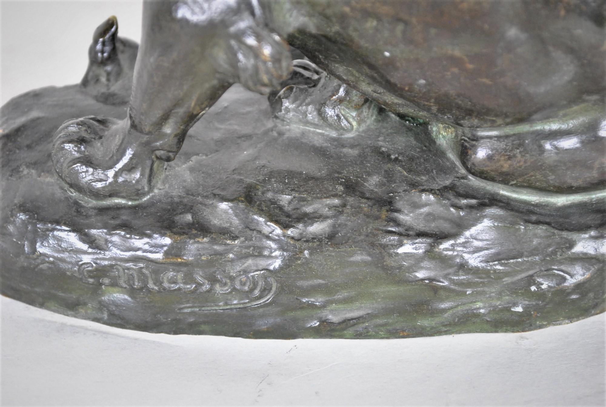 C Masson, The Lion And The Rat, Signed Bronze, XIXth Century For Sale ...