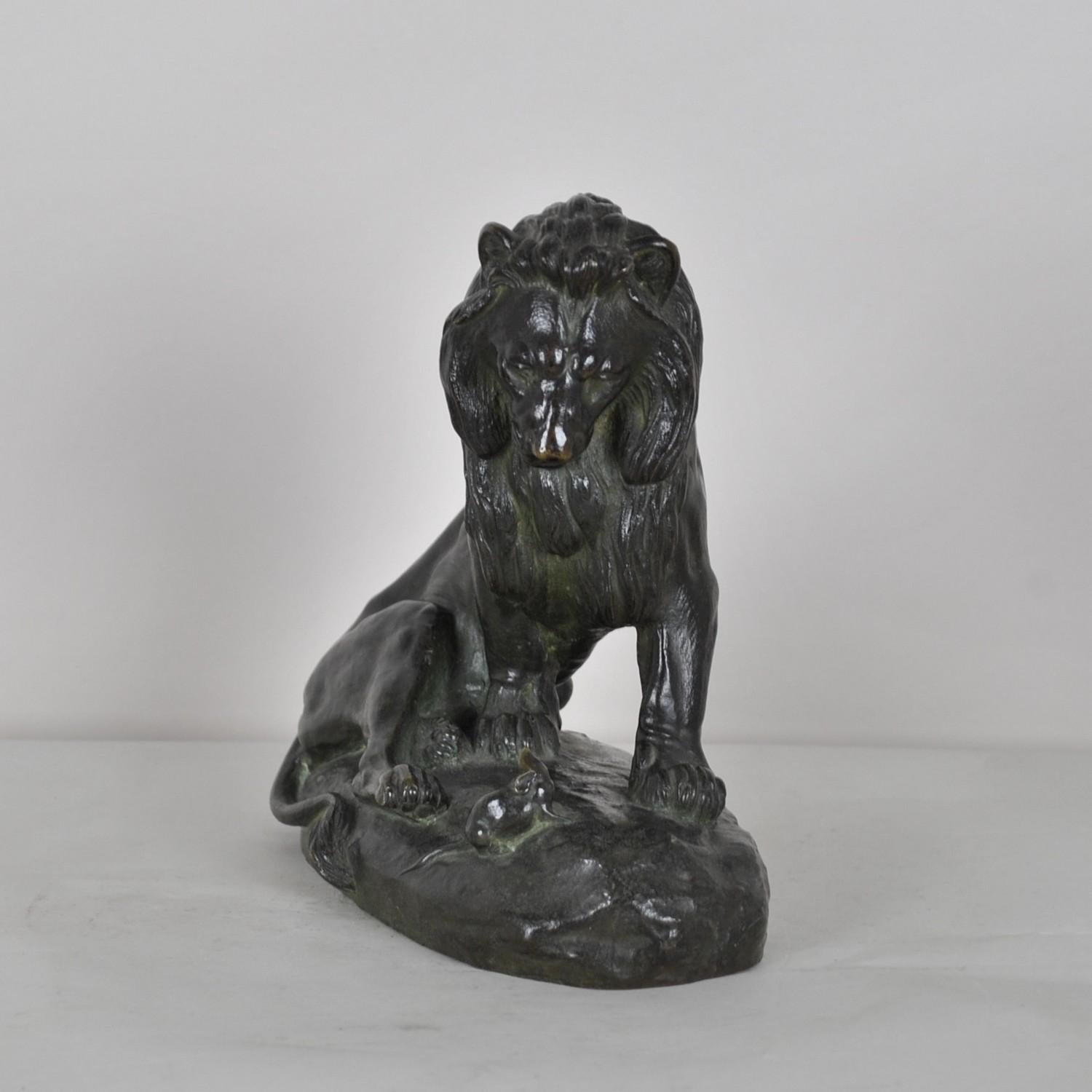 C Masson, The Lion And The Rat, Signed Bronze, XIXth Century For Sale ...