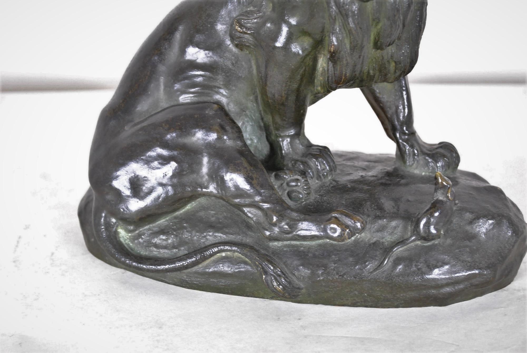 C Masson, The Lion And The Rat, Signed Bronze, XIXth Century For Sale ...