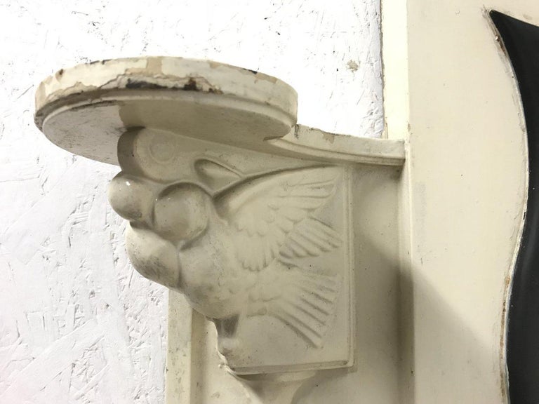 C R Ashbee, Attributed Arts and Craft Cast Iron Fireplace with Eight ...