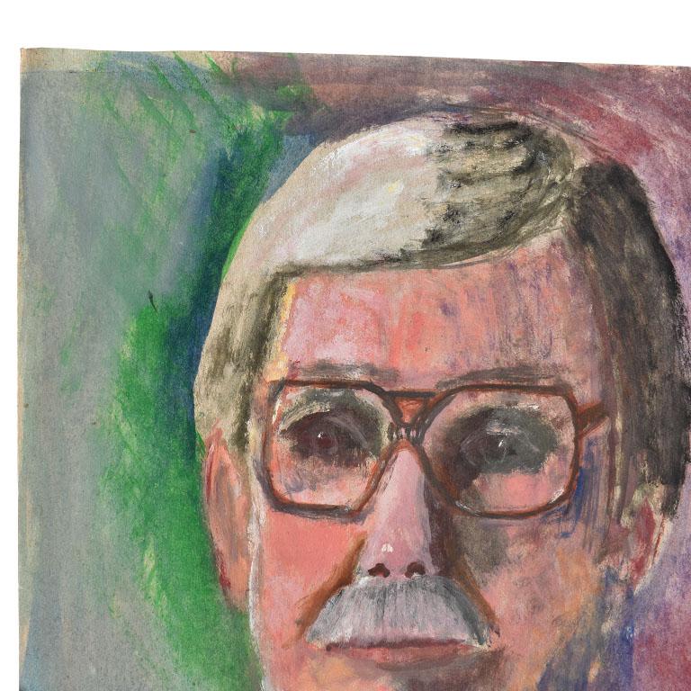 C. Seglem Portrait Painting of a Man with Mustache, 1980s Signed For ...