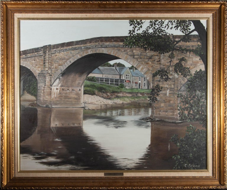 C. Stone - C. Stone - Large 20th Century Oil, Ribchester Bridge ...