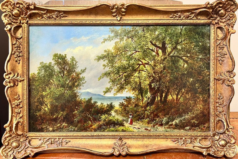 C. Ward - Fine Victorian 1870’s English Oil Painting Lady Walking on ...