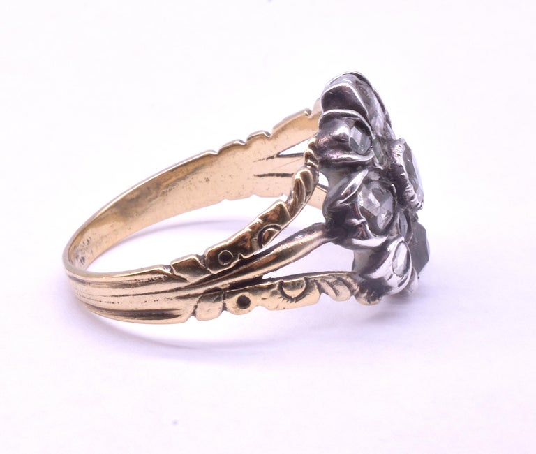 C1720 Georgian Diamond Cluster Flower Form Ring For Sale at 1stDibs