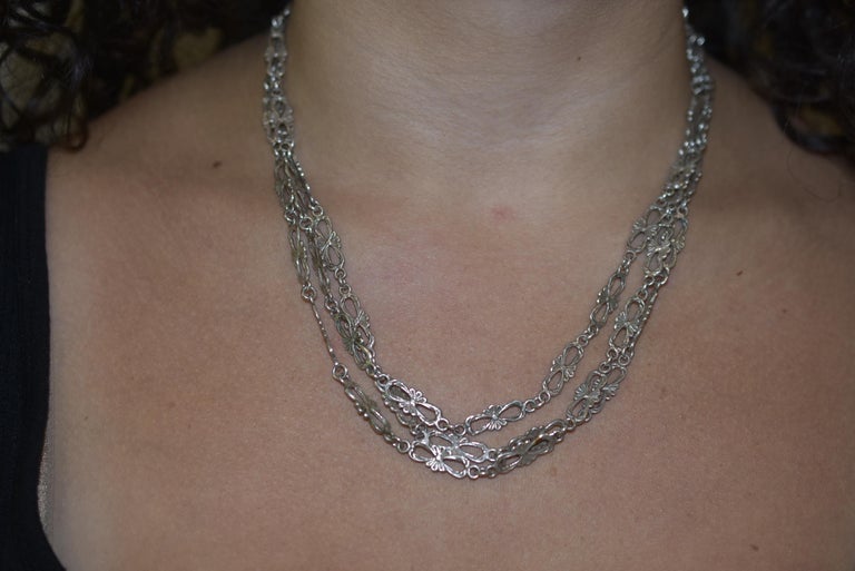 C1780 Georgian Sterling Muff Chain Made Up of Bow Links For Sale at 1stDibs