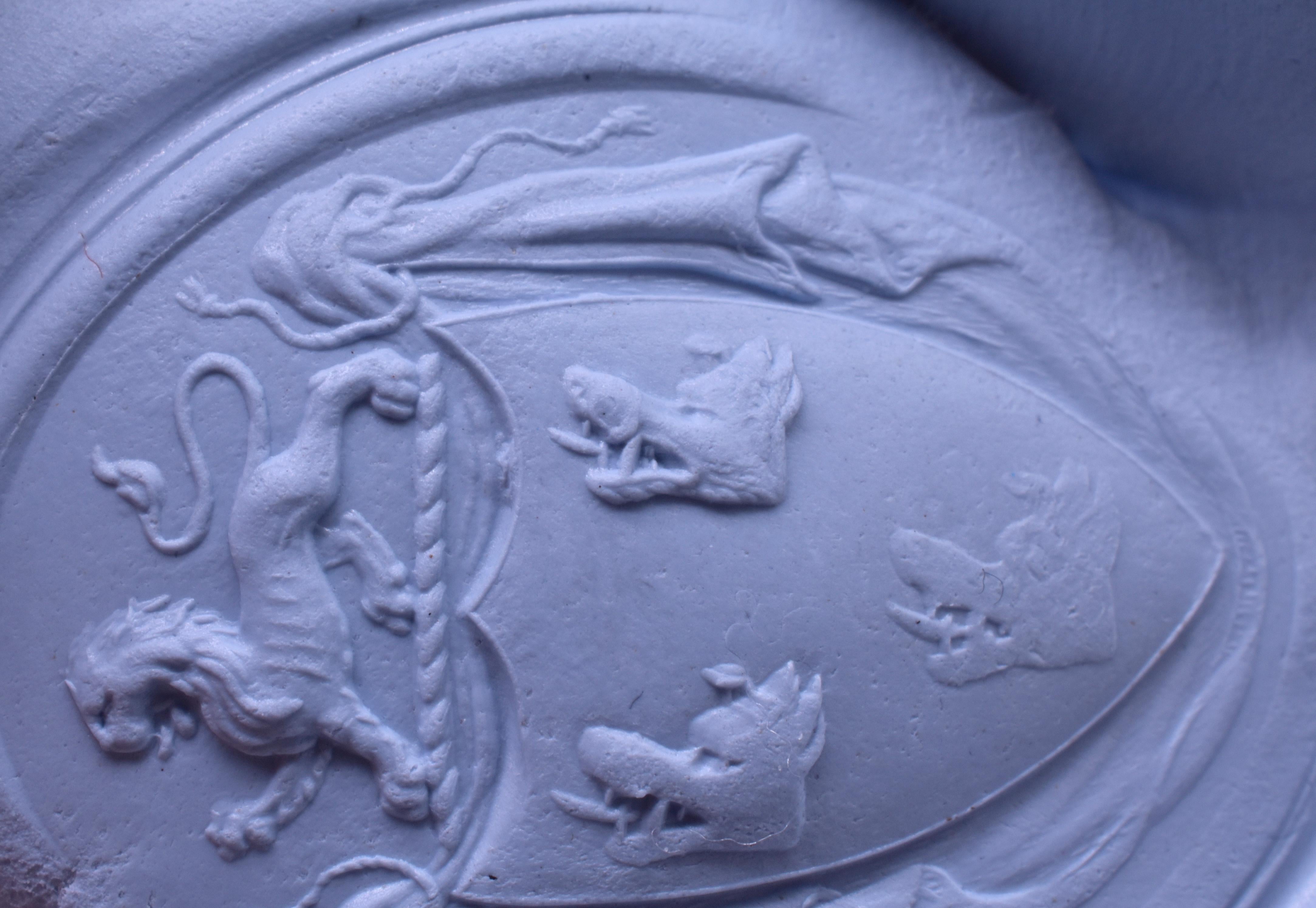 Regency Revival Chalcedony Intaglio Fob Seal w/ Lion Coat of Arms and ...