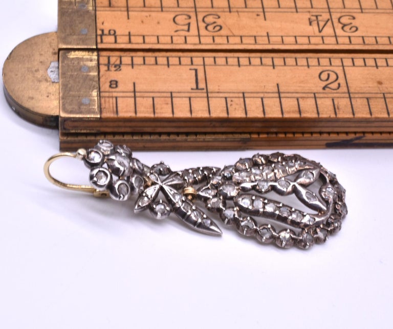 French Empire Pendeloque Diamond Earrings in Silver, circa 1820 For ...
