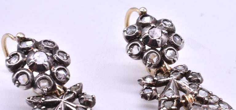 French Empire Pendeloque Diamond Earrings in Silver, circa 1820 For ...