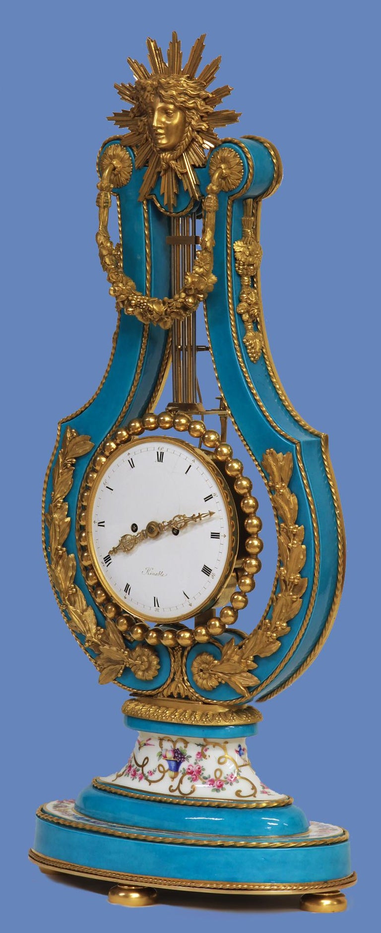 c.1820 Very Rare Ormolu and ‘bleu turquoise’ Porcelain Lyre Clock For ...