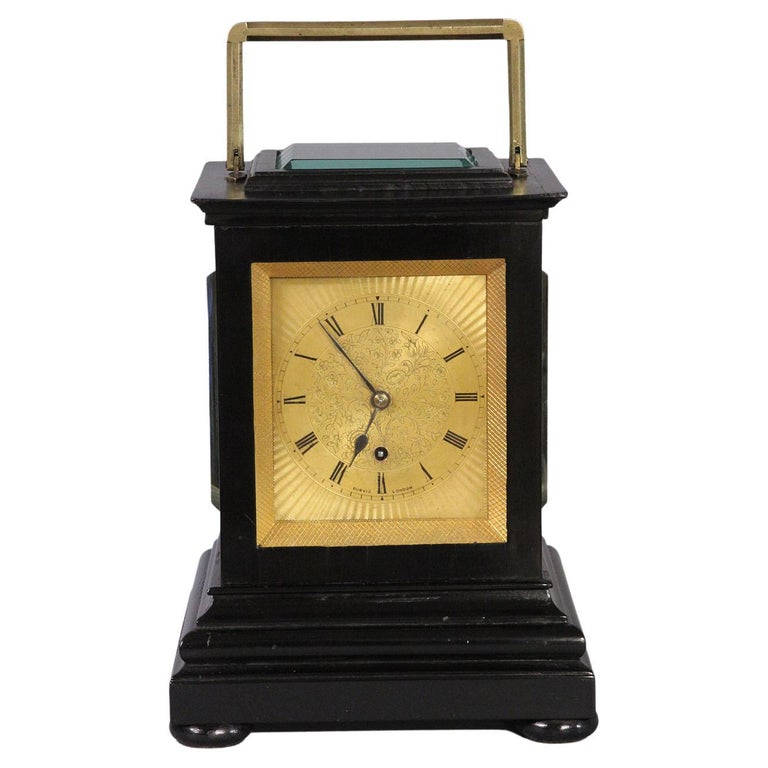 c.1840 Ebonized Travel Clock by Purvis For Sale at 1stDibs