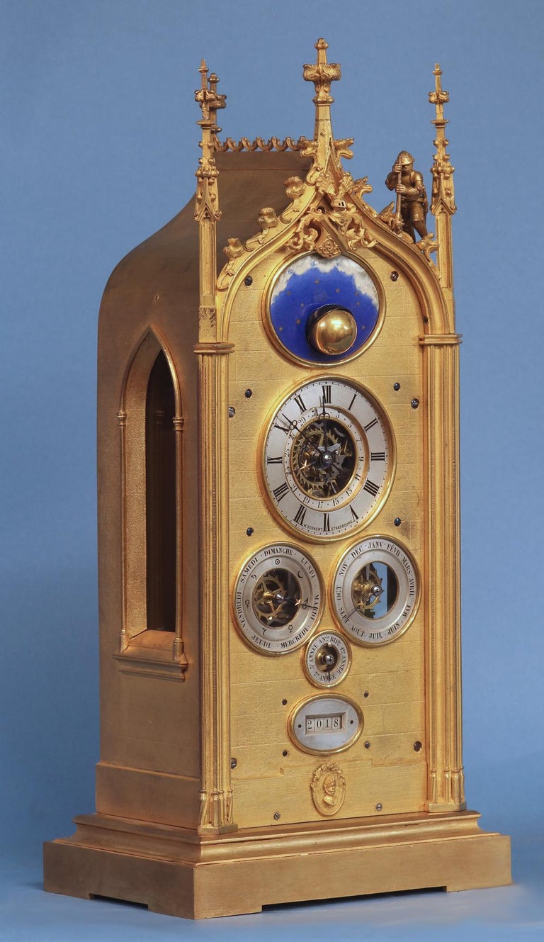 c.1850 French Multi-Dial Perpetual Calendar Mantle Clock with Rotating ...