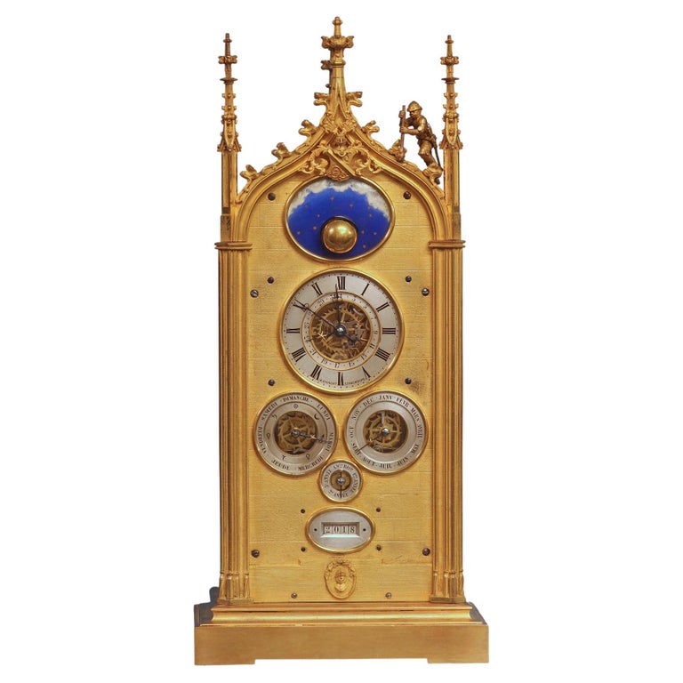 c.1850 French Multi-Dial Perpetual Calendar Mantle Clock with Rotating ...
