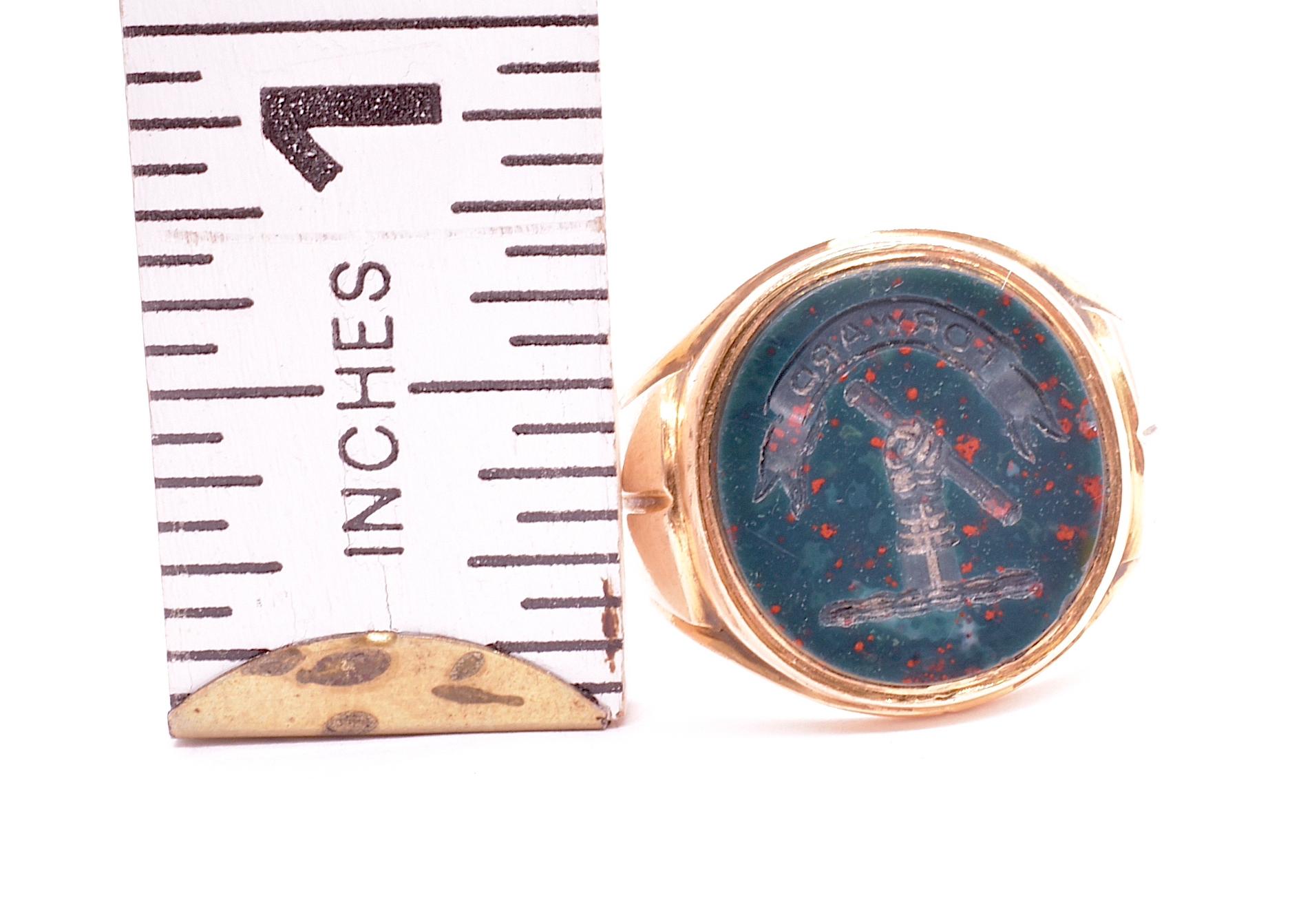 18k Bloodstone Signet Ring with Motto "Forward", circa 1880 For Sale at ...
