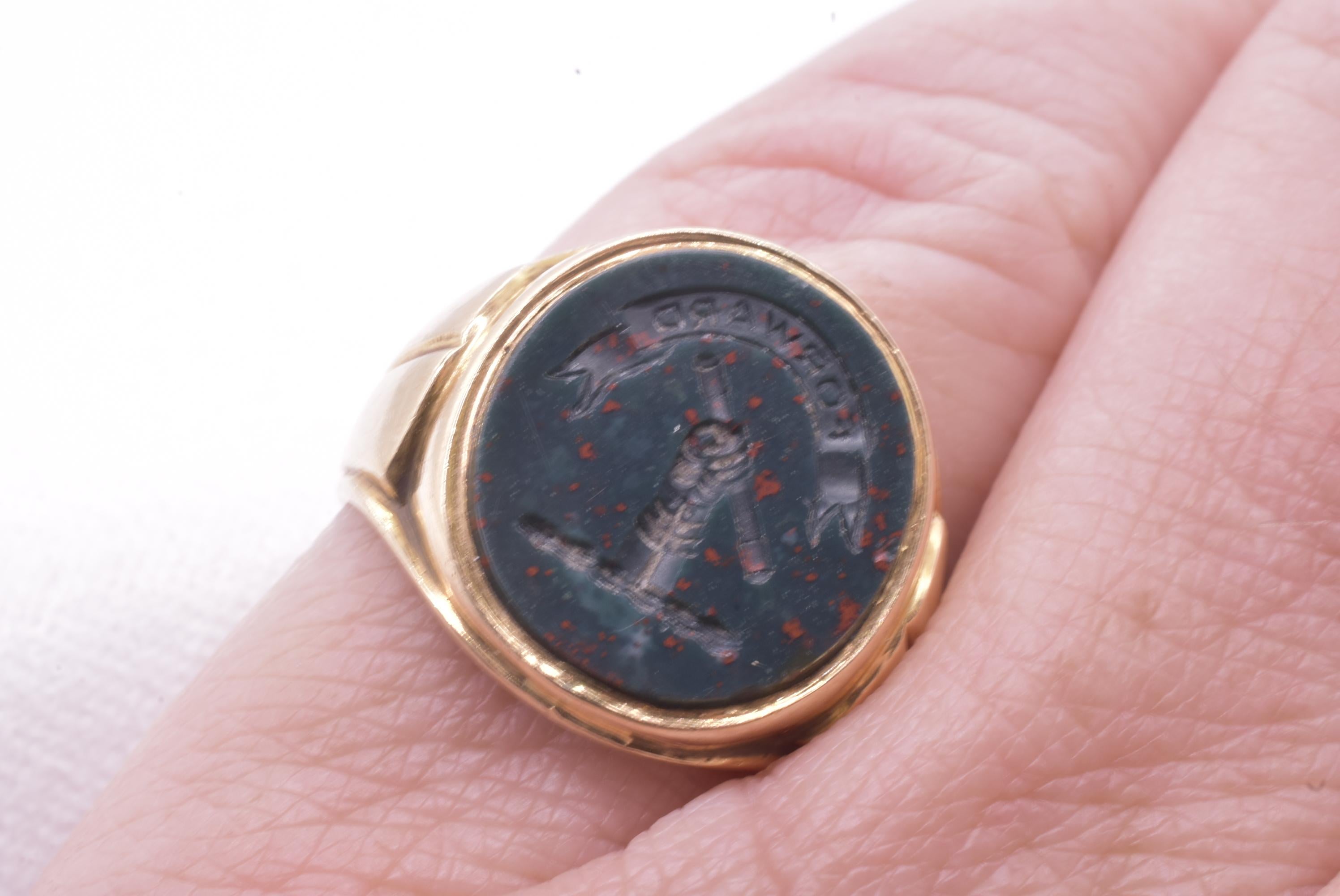 18k Bloodstone Signet Ring with Motto "Forward", circa 1880 at 1stDibs ...