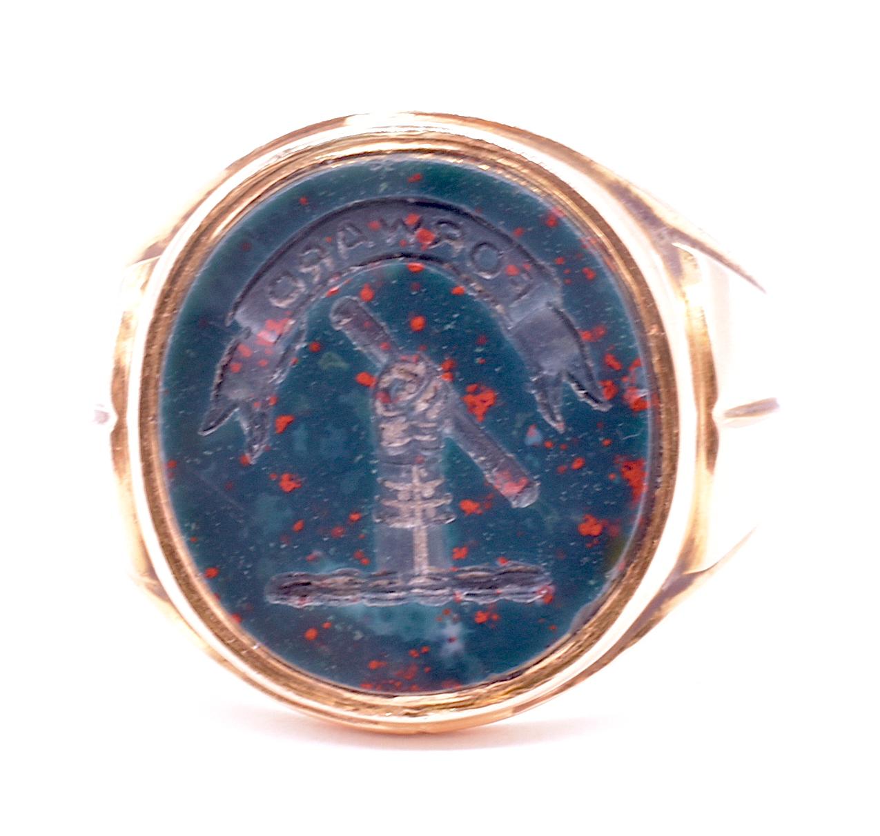 18k Bloodstone Signet Ring with Motto "Forward", circa 1880 For Sale at ...