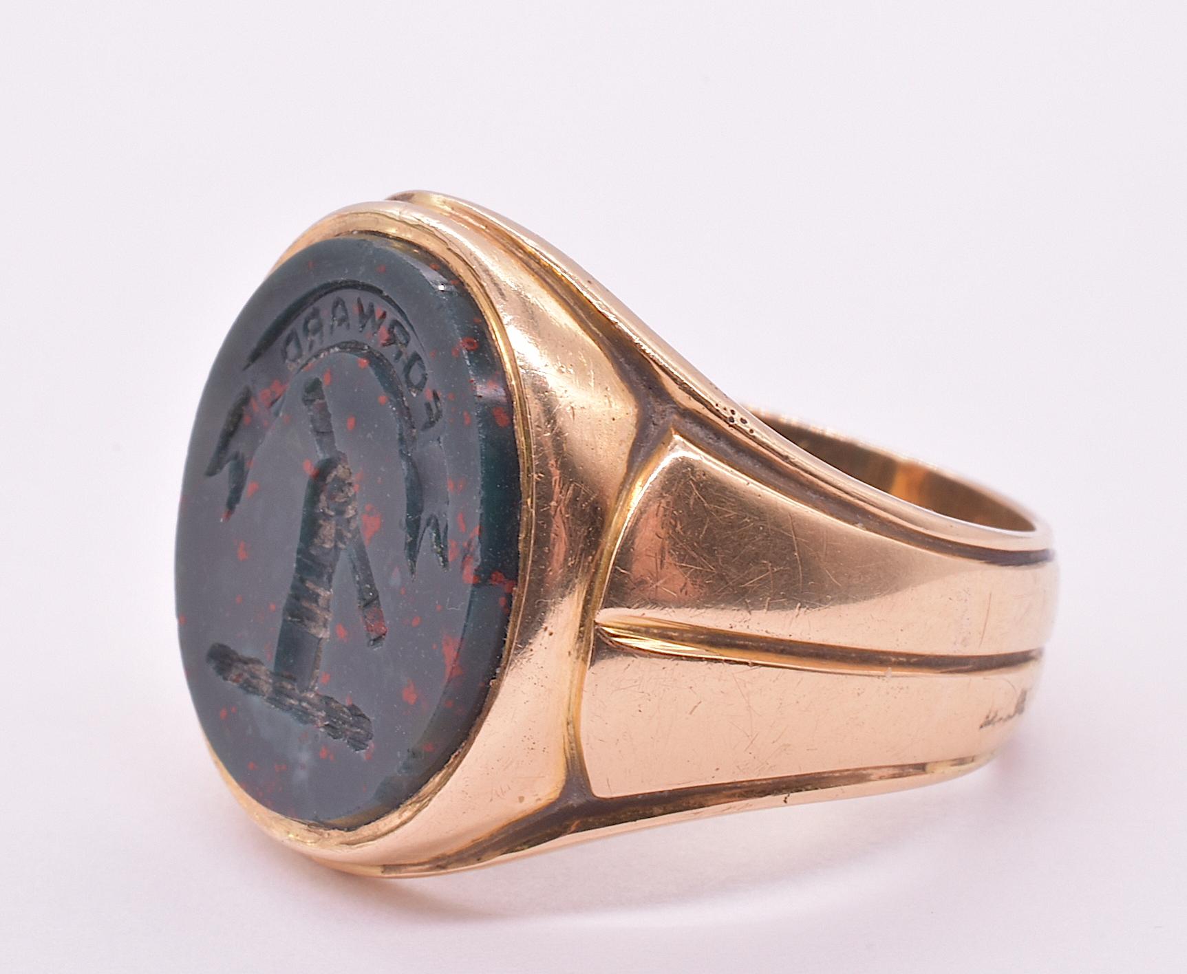 18k Bloodstone Signet Ring with Motto "Forward", circa 1880 at 1stDibs ...