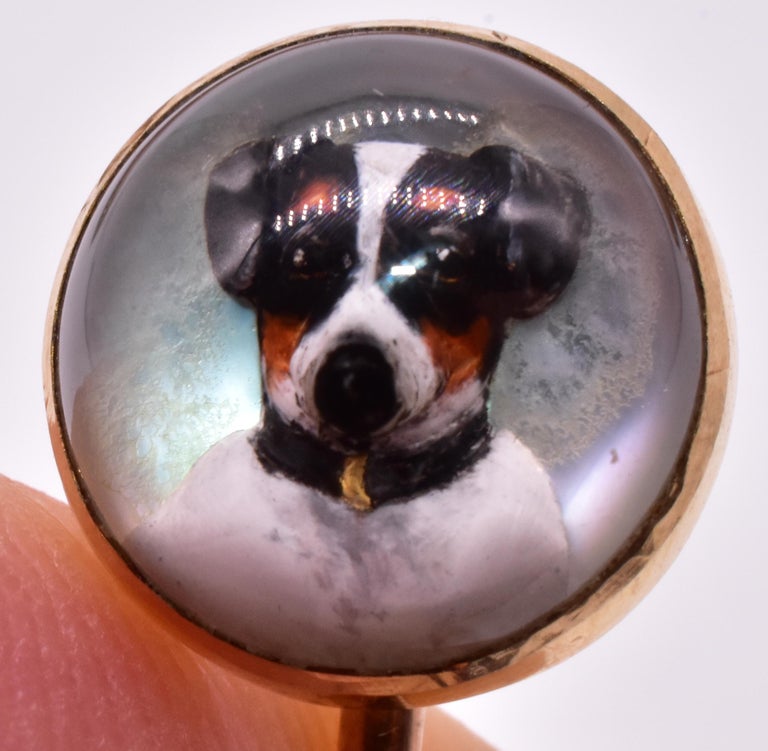 18 Karat Essex Rock Crystal Jack Russell Dog Stick Pin, circa 1880 For ...