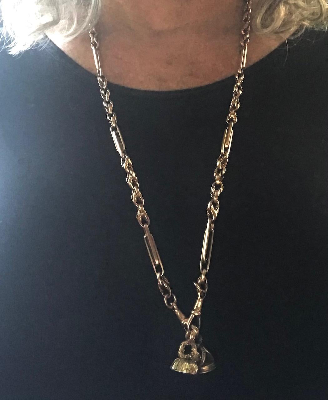 Victorian 9ct Chunky "Paper Clip" and "Lovers Knot" Necklace, 74.1 gms ...