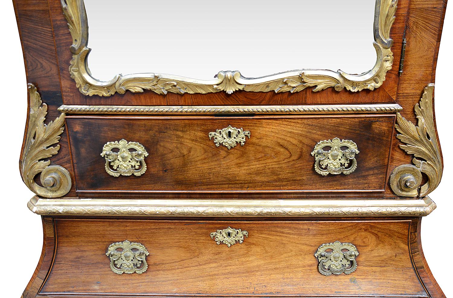 18th Century Scandanvian Rococo Giltwood and Walnut Bureau Bookcase For ...