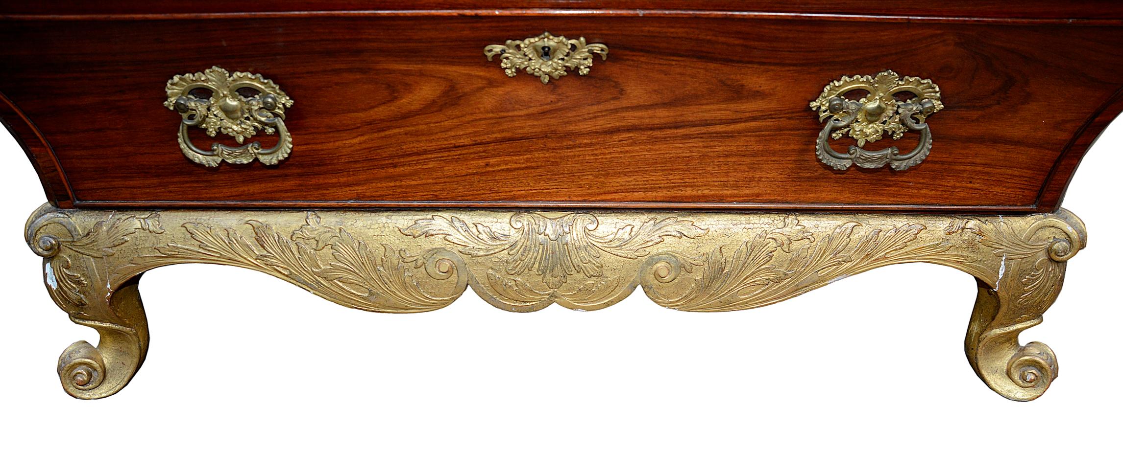 18th Century Scandanvian Rococo Giltwood and Walnut Bureau Bookcase For ...