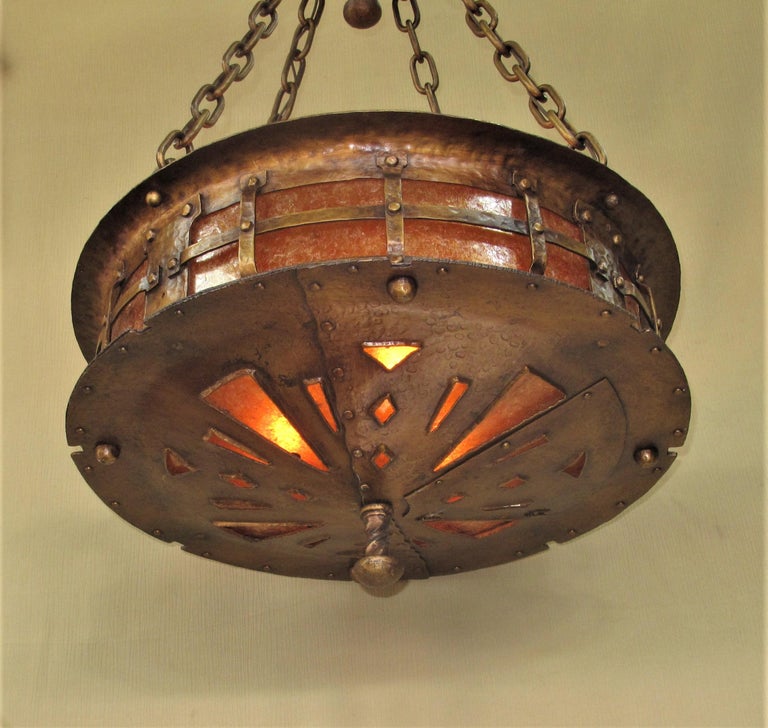 c.1916 Massive Craftsman Fixture all Hand Wrought Original Finish Two ...