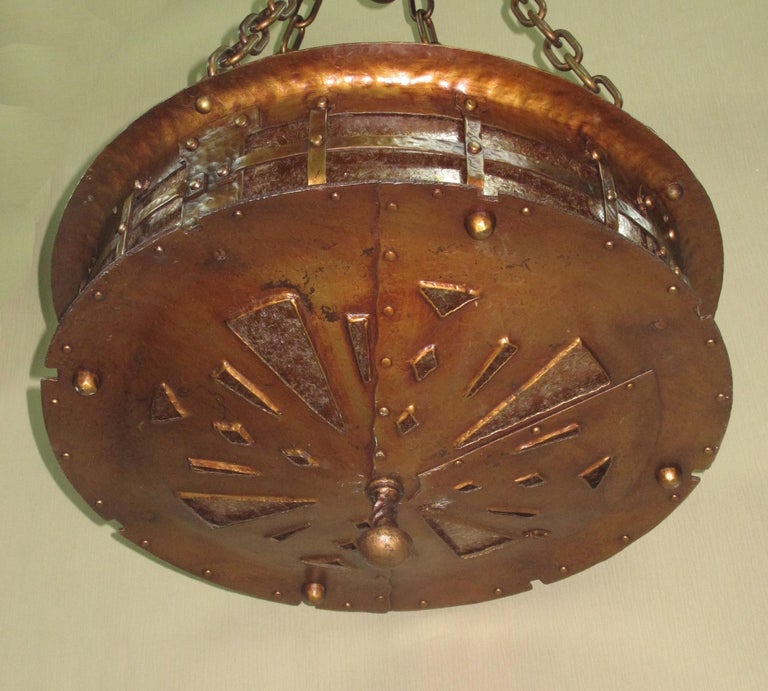 c.1916 Massive Craftsman Fixture all Hand Wrought Original Finish Two ...