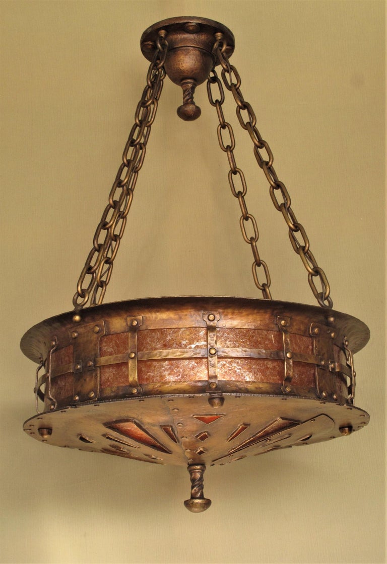 c.1916 Massive Craftsman Fixture all Hand Wrought Original Finish Two ...