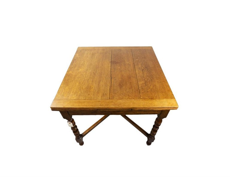 C.1920, English Tiger Oak Draw Leaf Pub Table at 1stDibs
