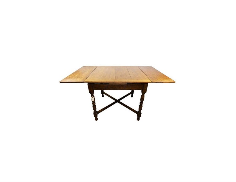 C.1920, English Tiger Oak Draw Leaf Pub Table at 1stDibs