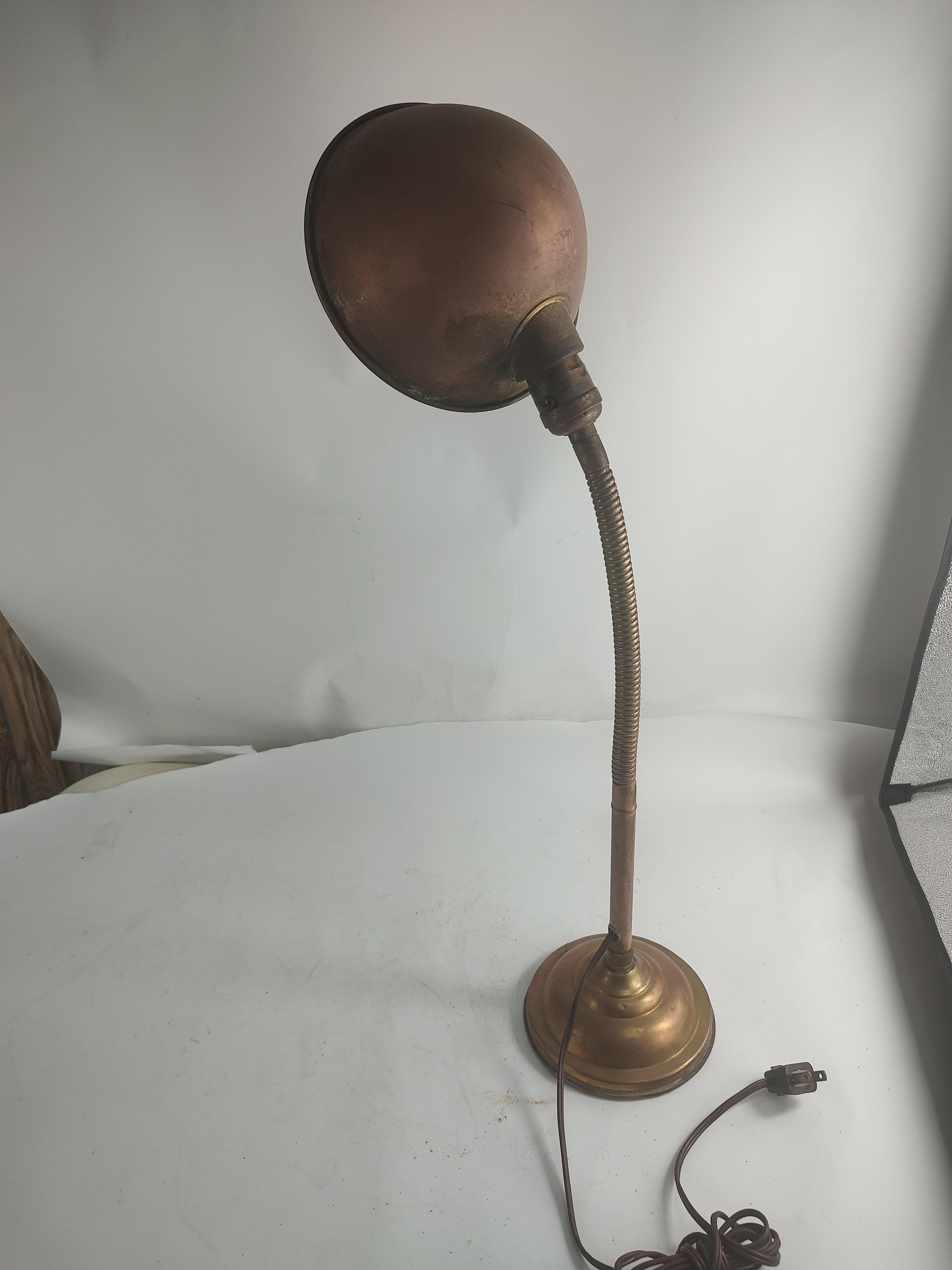 C1930 Brass Gooseneck Desk Task Lamp For Sale at 1stDibs