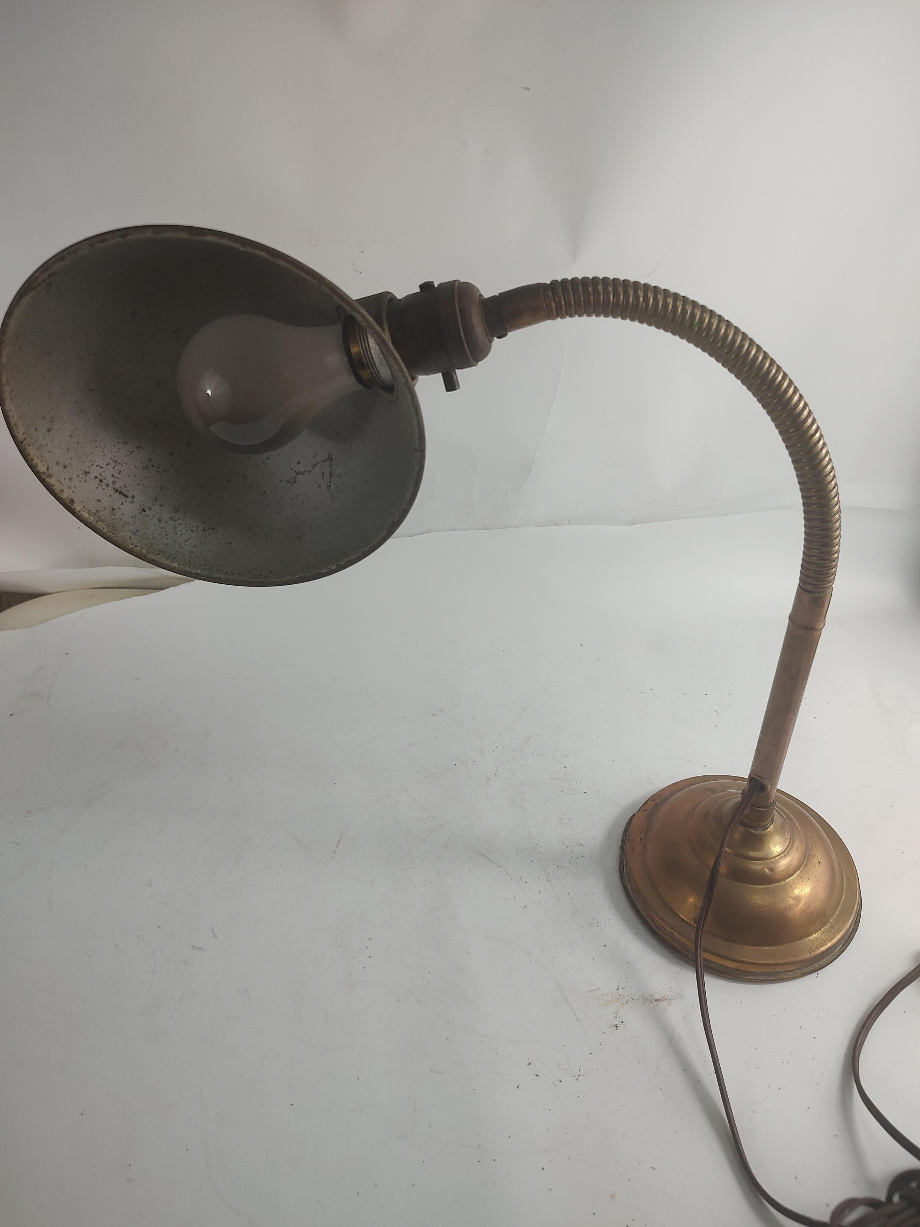 C1930 Brass Gooseneck Desk Task Lamp For Sale at 1stDibs