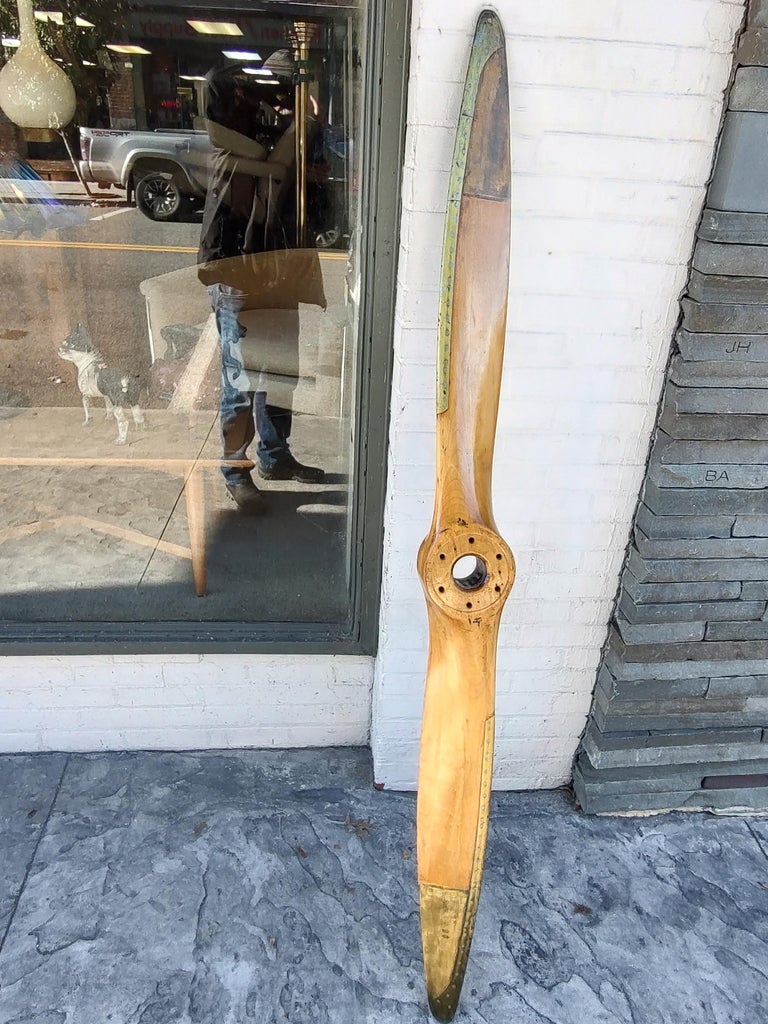 C1940 Wooden Airplane Propeller with Brass Trim at 1stDibs