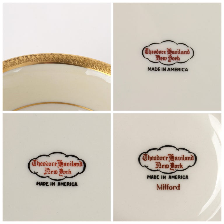 C.1950's Théodore Haviland "Gold Encrusted Hearts" 21pc Porcelain ...