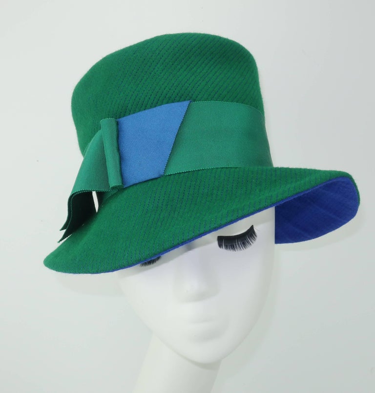 C.1960 Amy of New York Blue and Green Hat at 1stDibs